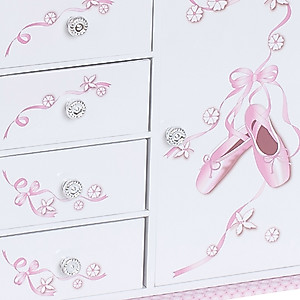 Mele & Co. Cristiana Girl's Musical Ballerina Jewelry Box (Ballet Slipper and Ribbon Design)