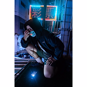 nezababy LED Cool Face Mask Anime Light Up Mask, Voice Activated USB Rechargeable Smart Mask for Halloween Party Christmas Carnival (White), 15 * 23cm