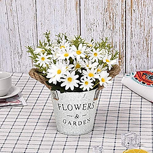 Artflower Artificial Daisy Pot Artificial Daisy Bouquet with Vase Silk Daisy Arrangements Bonsai for Home Office Wedding Party Stage Centerpieces Windowsill Decor, White