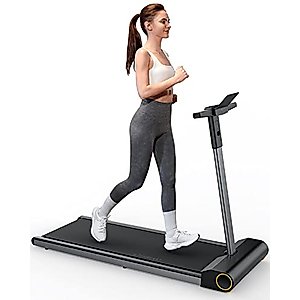 UREVO Under Desk Treadmill, Foldable Treadmill with APP, Folding Treadmill with Touch Screen, 2.5HP Walking Treadmill Under Desk, Walking pad Treadmill for Office with Handrail Black