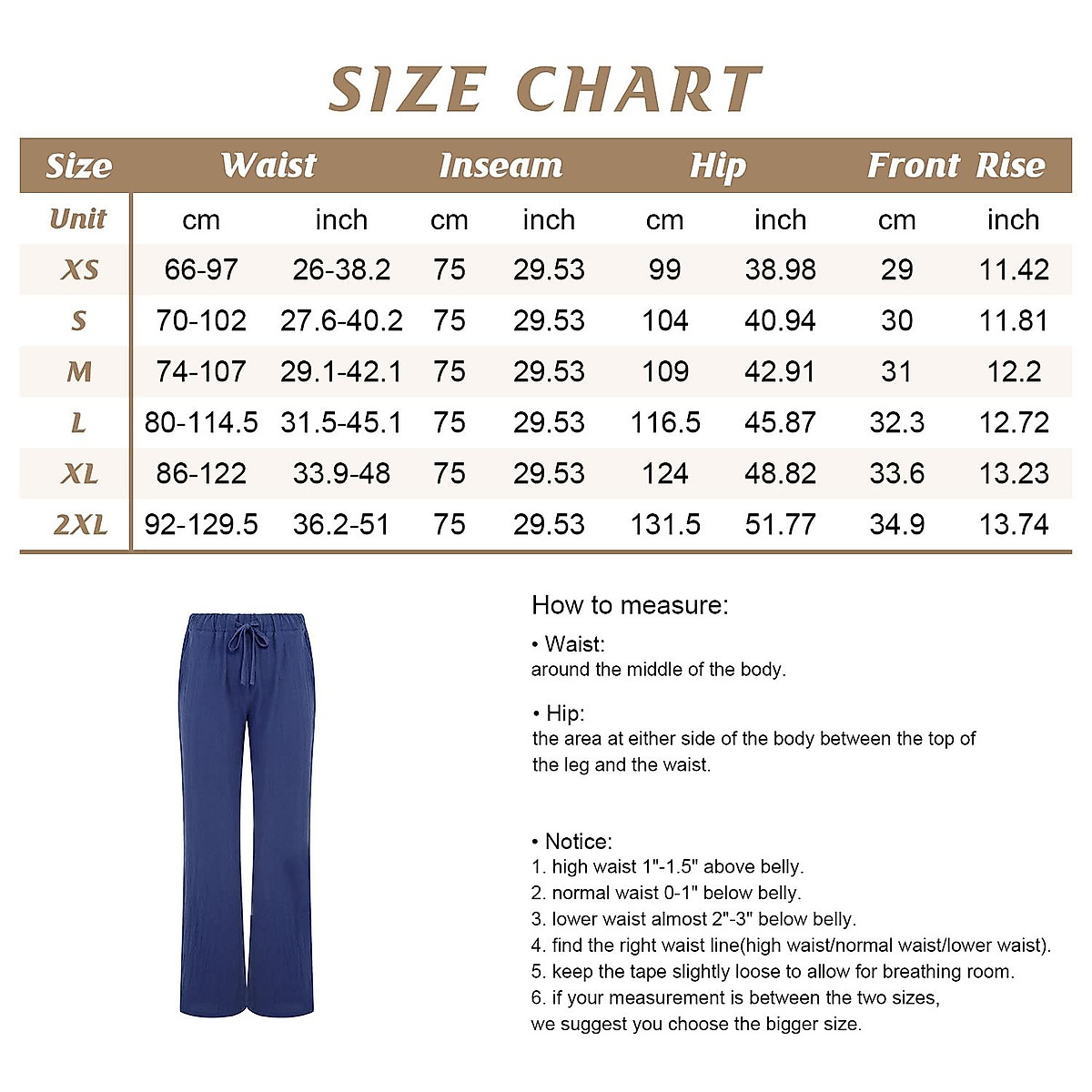 chouyatou Women's Summer Loose Drawstring Waist Beach Linen Wide Leg Pants Palazzo (X-Large, White)