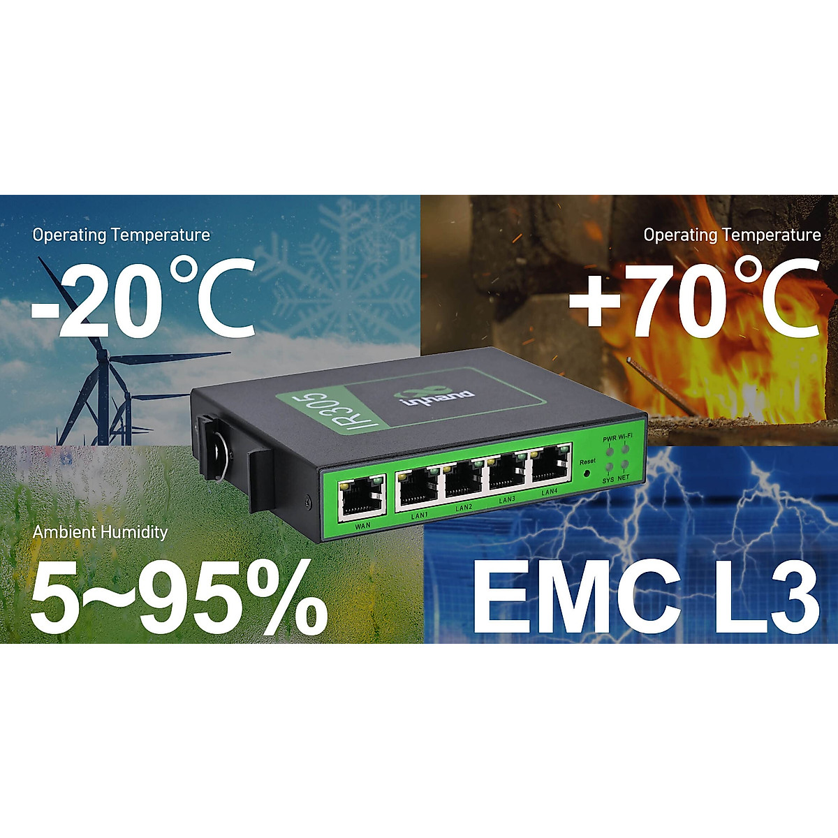 InHand Networks IR305 Industrial Iot LTE 4G VPN Router, 5 Ethernet Port, Dual sim, Wan failover, DI/DO Port, Remote Connection, Link Backup, Mu-mimo, VLAN. Support AT&T, T-Mobile & Verizon (CAT6)