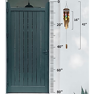 Nalulu Piney Bamboo Wind Chimes - Outdoor Wood Wooden Windchimes, Tropical Design with Coconut Crown, Handcrafted with Calming Deep Tones, Ideal Home Decor or Gift for Any Occasion