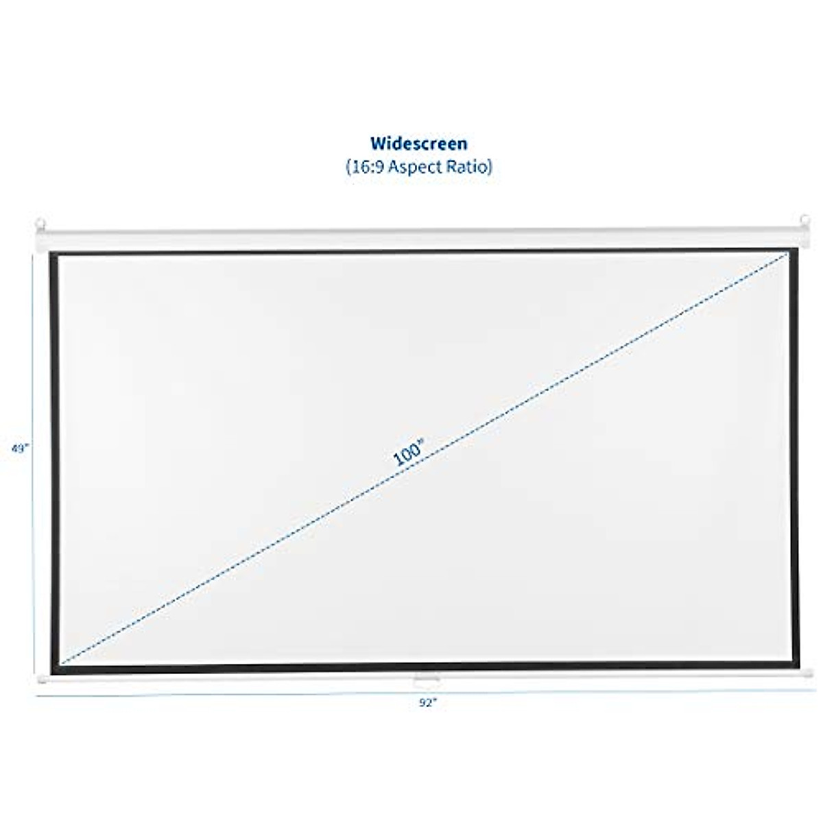 VIVO 100 inch Diagonal Projector Screen, 16:9 Projection HD, 4K 3D 1080P HD Manual Pull Down, PS-M-100