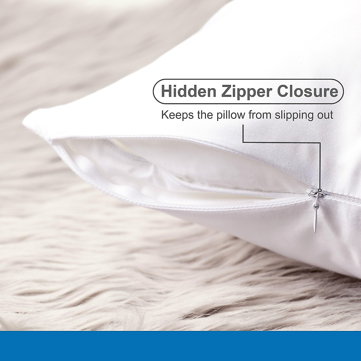 Zipper Pillow Cases Standard - 100% Viscose Bamboo Pillowcase 2-Pack Zip Up Pillow Case Cooling Zippered Pillow Cases Standard Size, Protector Cover