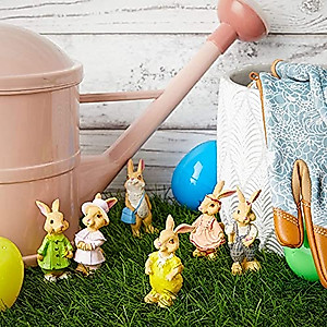 Juvale Mini Bunny Statues for Easter, Garden Decorations (2.2 Inches, 6 Pack)