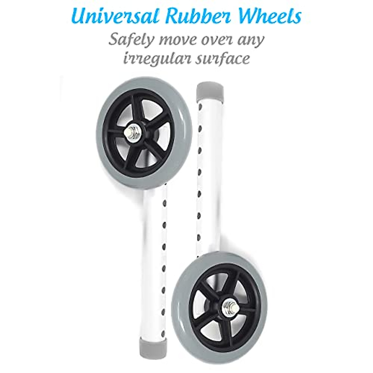 Universal Walker Wheel Kit: 5 Inch Sport Wheels and Flexfit Ski Glides (Gray)