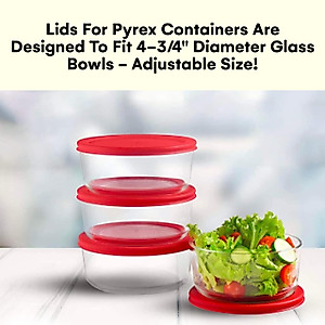 Wood Grip - Lids for Pyrex and Anchor Round Glass Containers - Lids For Pyrex Glass Containers - Replacement Lids (Red, 2 Cups, 6 Pack)