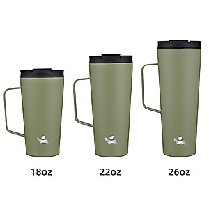 Konokyo Insulated Tumbler with Handle and Straw, 18 OZ Travel Coffee Mug Stainless Steel Cup Metal Water Bottle,Camp Green