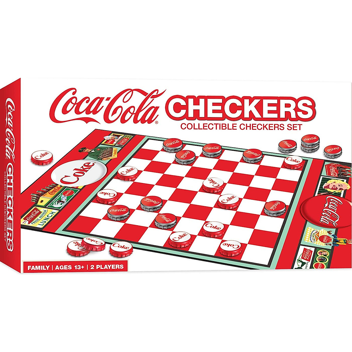 MasterPieces Family Game - Coca-Cola Checkers - Officially Licensed Board Game for Families