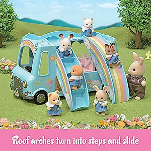 Calico Critters Sunshine Nursery Bus for Dolls, Toy Vehicle seats up to 12 collectible figures , Blue