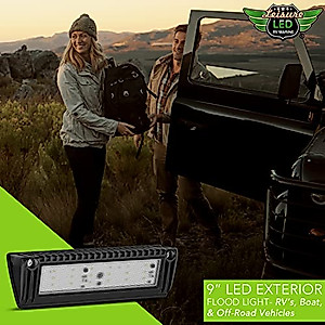 Leisure LED RV Exterior Porch Utility Light - 12v 1450 Lumen 9" Lighting Fixture. Replacement Lighting for RVs, Trailers, Campers, 5th Wheels (Black)