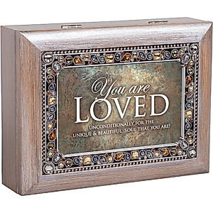 Cottage Garden Loved Unconditionally Brushed Pewter Jewelry Music Box Plays Wonderful World