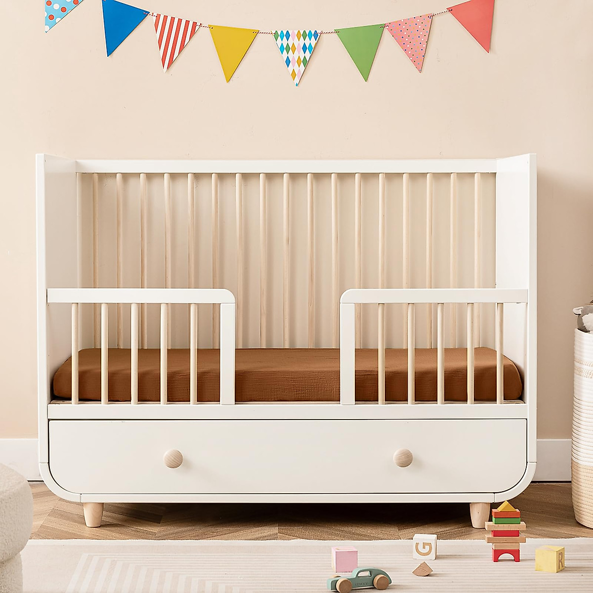 UBBCARE Muslin Crib Sheets for Boys and Girls, 28 X 52 Inches Cotton Fitted Baby Crib Sheet for Standard Crib and Toddler Mattresses, Ultra-Soft and Hypoallergenic Neutral Nursery Sheets - Brown