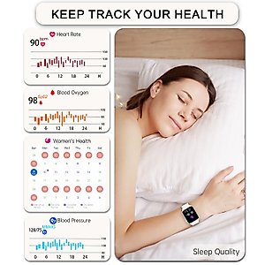 Smart Watch for Women with Bluetooth Call, 1.85 Touch Screen Fitness Tracker with Sleep Monitor Pedometer DIY Dial 20 Sport Modes Smartwatch for Android iOS
