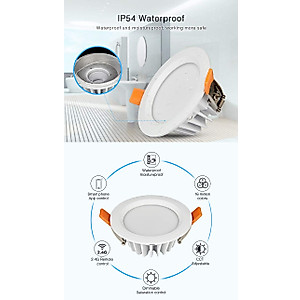 LGIDTECH FUT063 RGB CCT 6W LED Recessed Ceiling Downlight 4 Inch AC100-240V IP54 Must Work with Milight RGB+CCT Remote,B4 Panel Or Smartphone APP Control Via Gateway(Sold Separately)