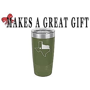 Rogue River Tactical Funny Texas Flag 20 Oz. Stainless Steel Travel Tumbler Mug Cup w/Lid Vacuum Insulated Hot or Cold (Green)