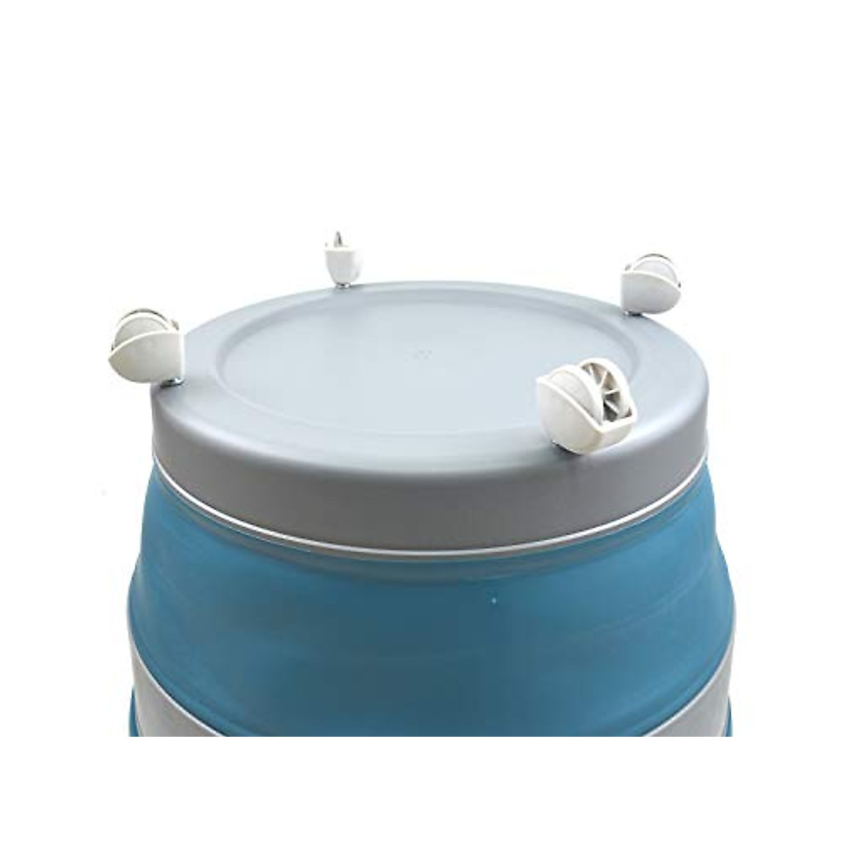 SAMMART 66L(17.4 Gallon) Collapsible Plastic Garbage Bin with Wheels & Removable Lid-Foldable Pop Up Container-Portable Washing Tub-Space Saving Basket,Water Capacity 56L(14.8 Gallon)(Grey/Blue)