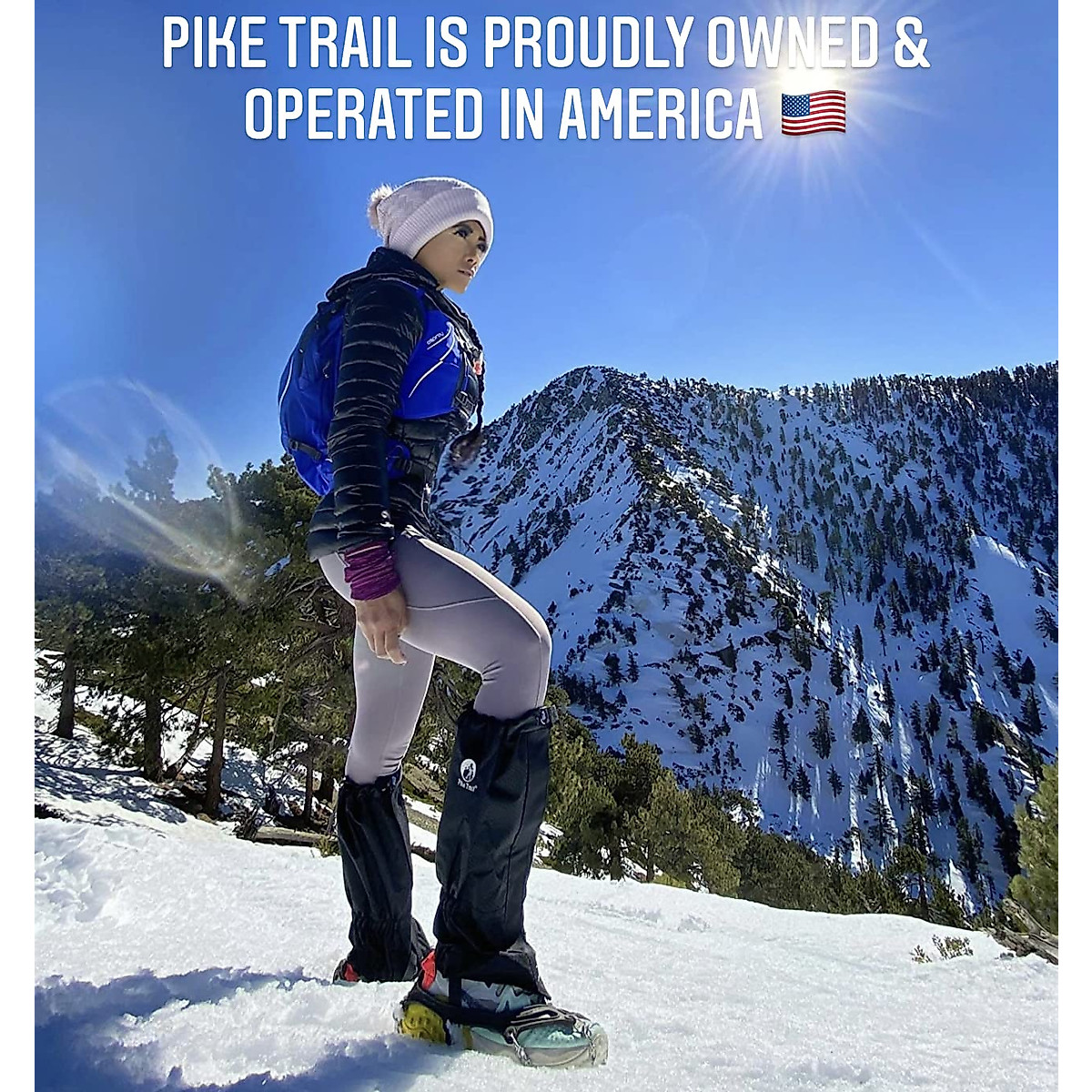 Pike Trail Waterproof Adjustable Leg Gaiters: For Hiking in Mud, Sand, and Snow - Hunting, Mountain Climbing, or Snowshoeing
