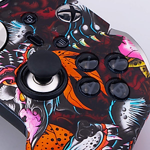 9CDeer 1 x Protective Customize Transfer Print Silicone Cover Skin Loong Red + 6 Thumb Grips Analog Caps for Xbox Elite Wireless Controller Compatible with Official Stereo Headset Adapter