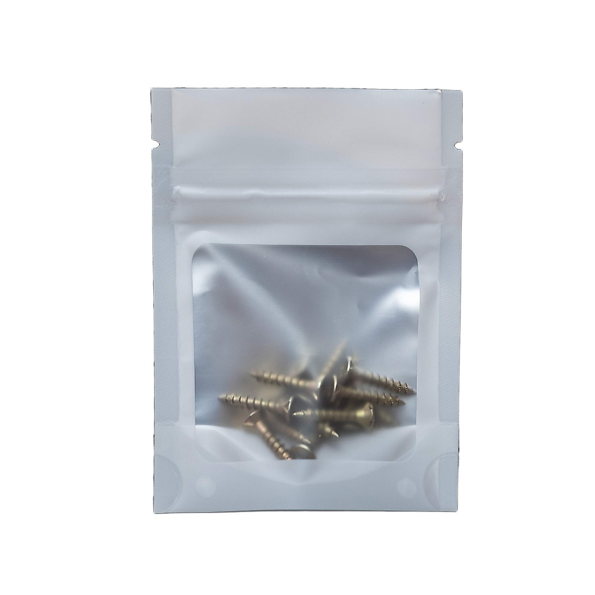 HANSER | Smell Proof Odorless Mylar Resealable Foil Pouch Bags with clear Window | Stand up bottom | Airtight | matte white | 100 Pieces | 3x4 inches