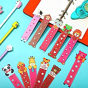 72 Pcs Valentine Animals Bookmark Rulers Party Favor Pack with Valentine's Themed Prints Cartoon Animals Book Marks Valentines Book Marks for Valentines Party Decoration Classroom Rewards and Present