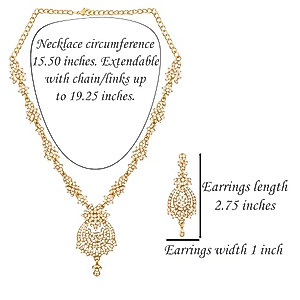 Touchstone Indian Bollywood Trends Filigree Floral Pattern Sparkling Rhinestone Designer Jewelry Necklace Set Mangtika In Antique Gold Tone For Women.