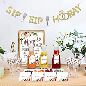 YESSWL Sip Sip Hooray Banner - Gold Glitter Bachelorette Wedding Engagement Birthday Party Decorations，bridal Shower Decoration，photo Booth Props
