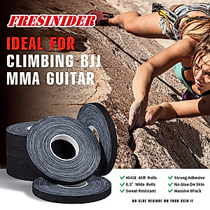 FRESINIDER Finger Tape - Strong Athletic Tape | 0.3” x 45 Feet (9 Pack) Tin Set | No Sticky Residue | for Rock Climbing, BJJ Jiu Jitsu, Grappling, Judo, MMA, Rock Climbing and Martial Arts (Black)