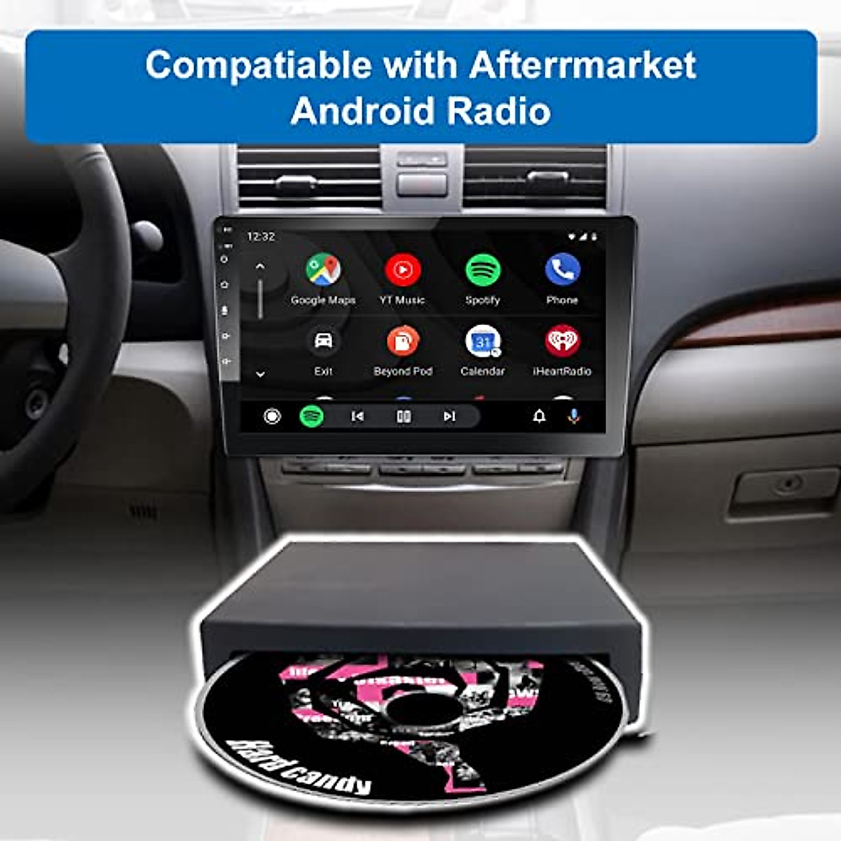 External CD Player for Car via USB Radio Connection,Vehicle Portable CD Player for Android Navigation/TV/PC with USB Plug and Play