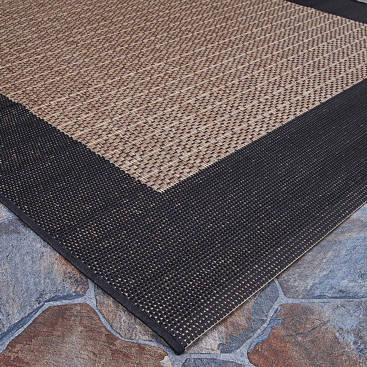 Couristan Recife Checkered Field Indoor/Outdoor Area Rug, 3'9" x 5'5", Cocoa-Black