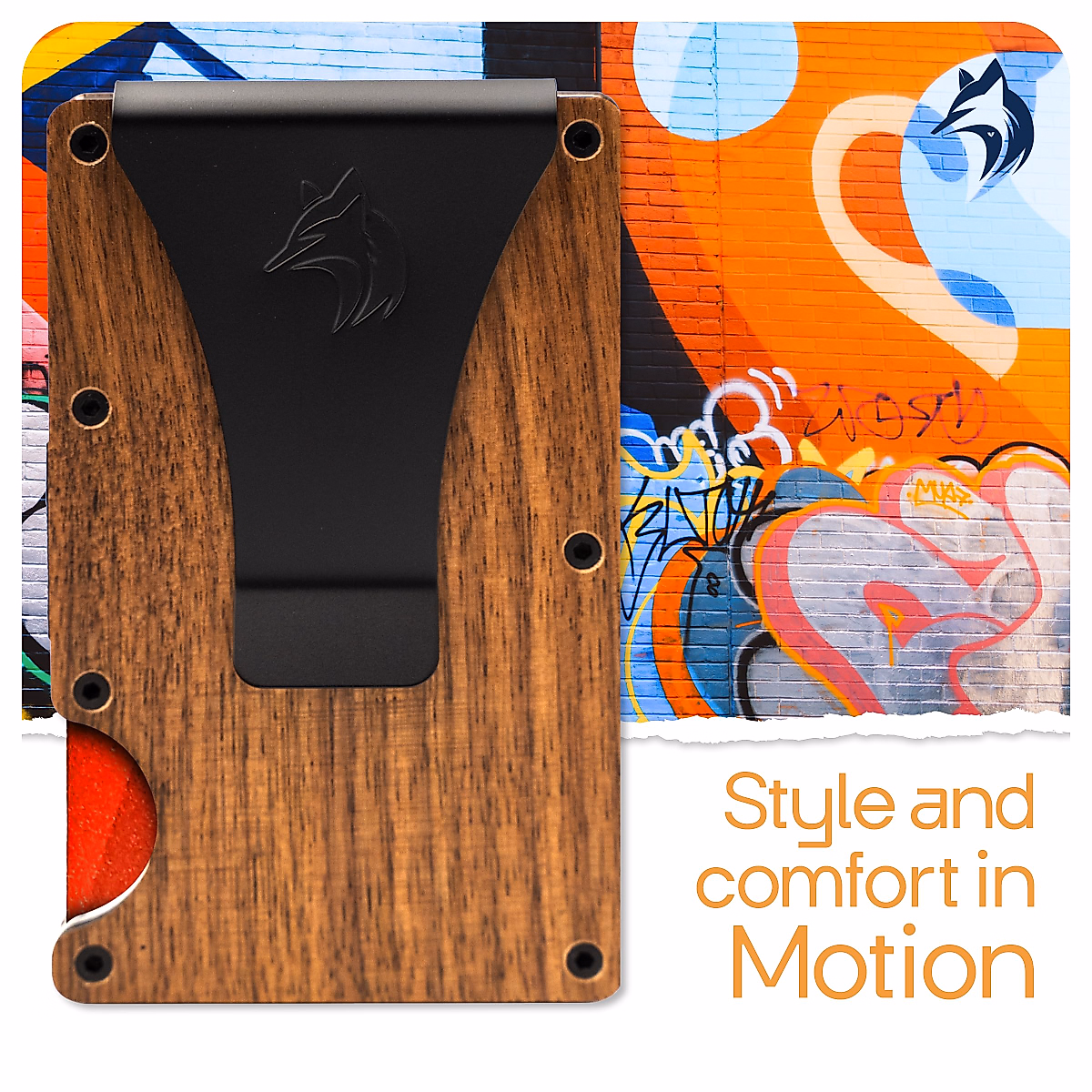 TRAVELINGO wallets for men, Metal Wallets For Men Minimalist Credit Card Holder - Slim Wallet for Men with RFID Blocking - Front Pocket Wallet with Money Clip (Walnut)