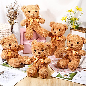 HyDren 8 Packs Cute Bear Stuffed Animals 12 Inch Soft Bear Plush Stuffed Bears Plush Dolls with Bow Ties for Kids Boys Girls Baby Shower Birthday Party Gift Favors (Brown)