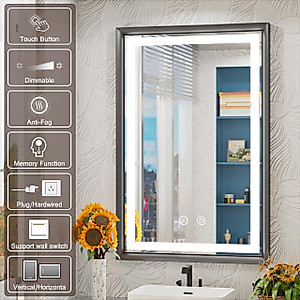 JSneijder LED Bathroom Mirror(2 Pack), 28x36 Inch Frame Mirror + 28x36 Inch Frameless Mirror