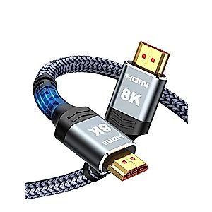 Highwings 8K HDMI Cable 2.1 48Gbps 6.6FT/2M, High Speed HDMI Braided Cord-4K@120Hz 8K@60Hz, DTS:X, HDCP 2.2 & 2.3, HDR 10 Compatible with Roku TV/PS5/HDTV/Blu-ray