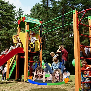 DEROFIT 40 Inch Flying Saucer Tree Swing for Kids,750lb Round Indoor Outdoor Swing Set with Foam Handle,Circle Swing with Steel Frame Adjustable Rope,Easy to Install 750lb Weight Capacity