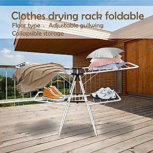 Maomo Double Deck Drying Rack - 2 Layer Large Clothes Drying Rack Foldable,No Installation Required ，Suitable for Indoor and Outdoor.Gull Wings.33 Clothes Poles are Equipped with Sock Clips.