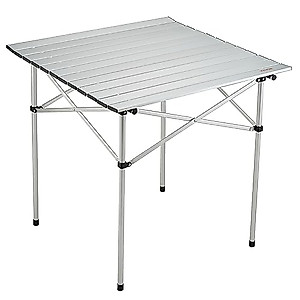 VEVOR Folding Camping Table, Outdoor Portable Lightweight Aluminum Ultra Compact Snap-Together Design with Carry Bag, for Cooking, Beach, Picnic, Travel, Grilling, 28'' x 28'', Silver