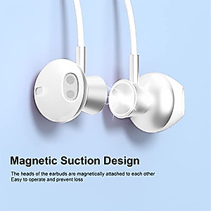 Yunseity Bluetooth 5.3 Neckband Headphones, LED Power Display Wireless Earbuds, Long Playtime in Ear Earphone Stereo Bass Headset with RGB Backligh for Sports Music Conference (White)