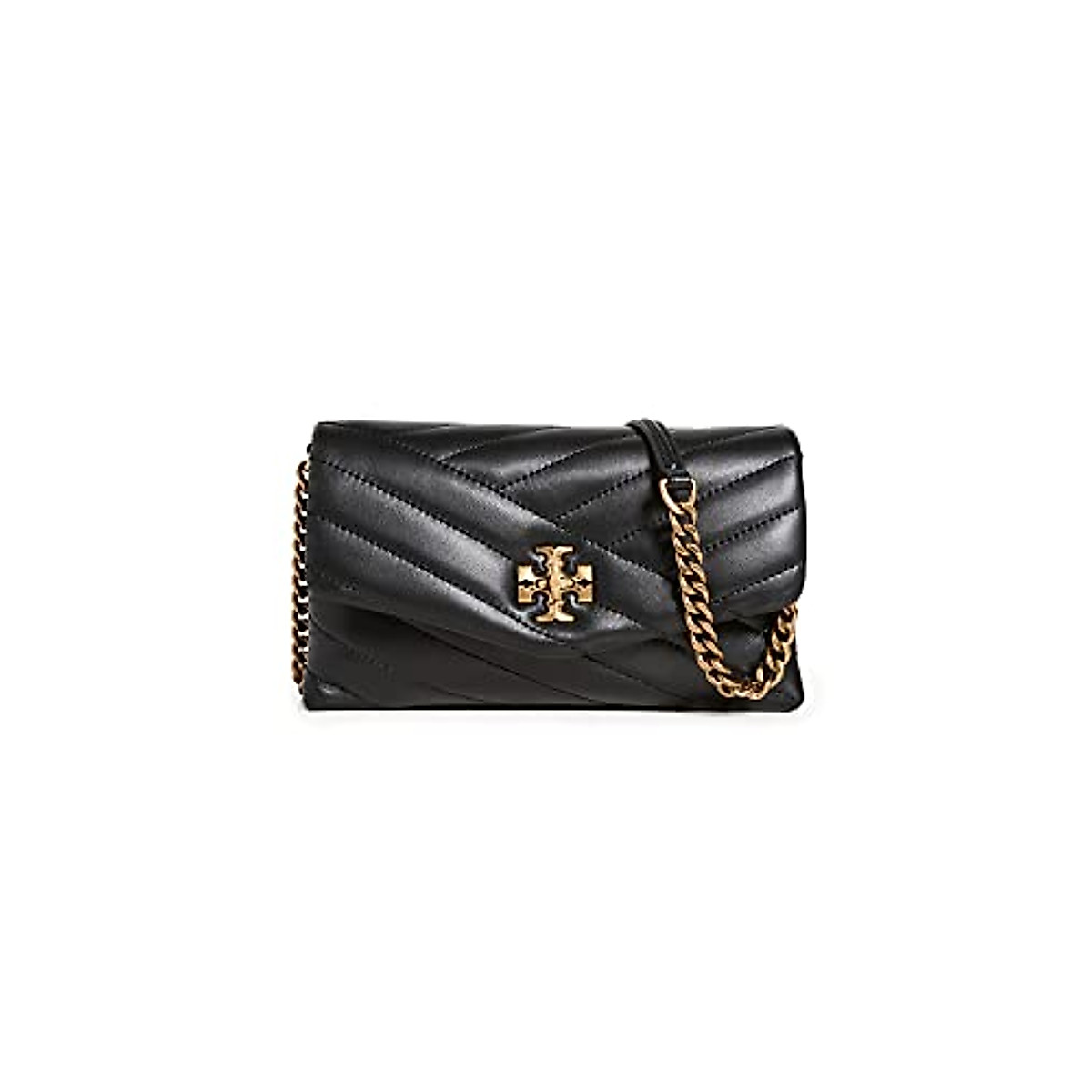 Tory Burch Women's Kira Chevron Chain Wallet, Black, One Size