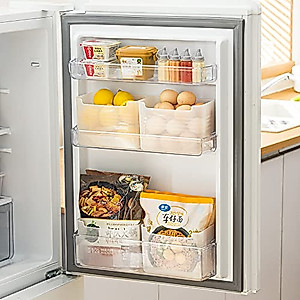 LINFIDITE 2 Pack Fridge Side Door Storage Containers Refrigerator Organizer Box Durable Plastic Storage Bins for Fridge, Counter, Cabinet Kitchen Organization Food Storage