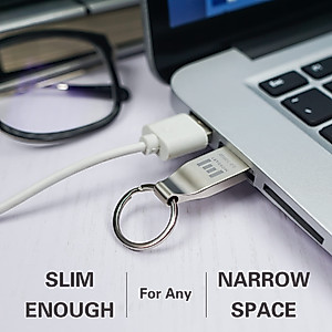 MOSDART 128GB USB 3.0 Flash Drive Metal Keychain Zip Drive Up to 90MB/s Fast Speed USB3.0 Thumb Drive,128 GB Waterproof Jump Drive USB Memory Stick,Silver
