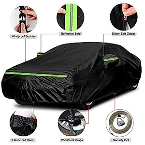 Car Covers Waterproof All Weather Replace for 2008-2024 Dodge Challenger, 6 Layers Custom-Fit Outdoor Full Car Covers with Zipper Door for Snow Rain Dust Hail Protection