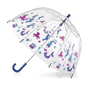 Totes Kids Clear Bubble Kids Umbrella - Perfect for Walking Safety- Child Safe with Pinch-Proof Closure and Easy-Grip Curved Handle Perfect for Small Hands, in Transparent or Colorful Options