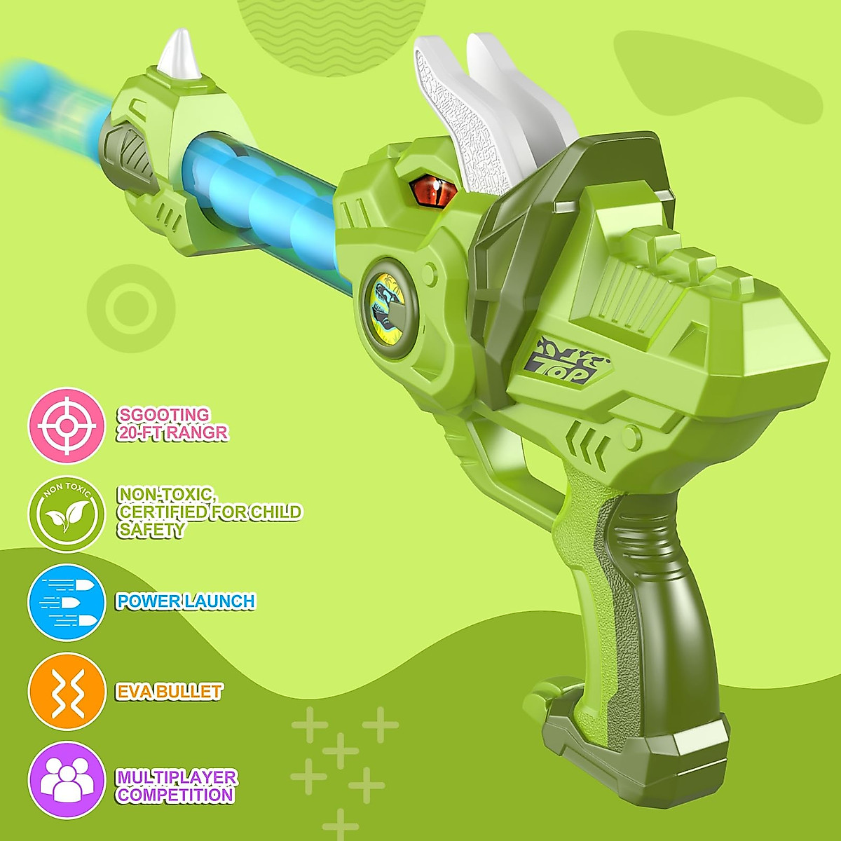 Shooting Game Toy for Kids Age 6, 7, 8, 9, 10+ Years Old Girls Boys Dinosaur Foam Ball Popper Air Guns Toy, Sniper Kids Gun Toy 36 Foam Balls Outdoor Indoor Games, Ideal Idea for 6-12+