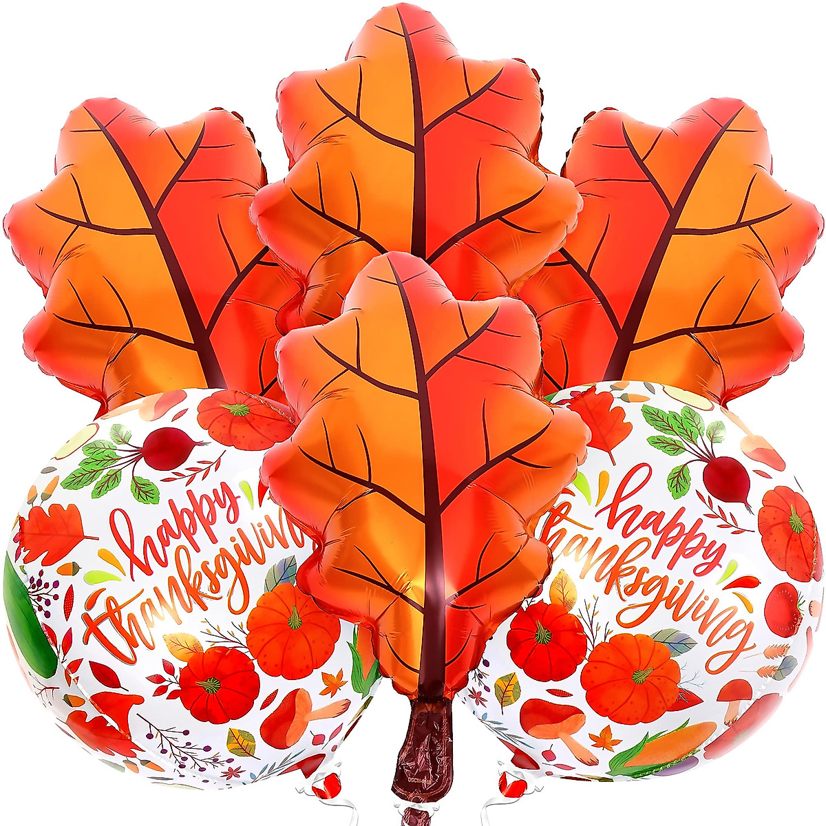 KatchOn, Happy Thanksgiving Balloons - Large 27 Inch, Pack of 6 | Large Fall Leaf Balloons - 27 Inch, Pack of 6 | Fall Balloon for Fall Decorations | Maple Leaf Balloons for Thanksgiving Decorations