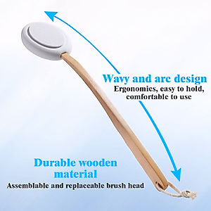 Creamify Lotion Applicator for Your Back, Lotion Applicators, Long Wooden Handle with Replaceable Brush Head, Easy Reach for Bath, Skin Cream, Tanning