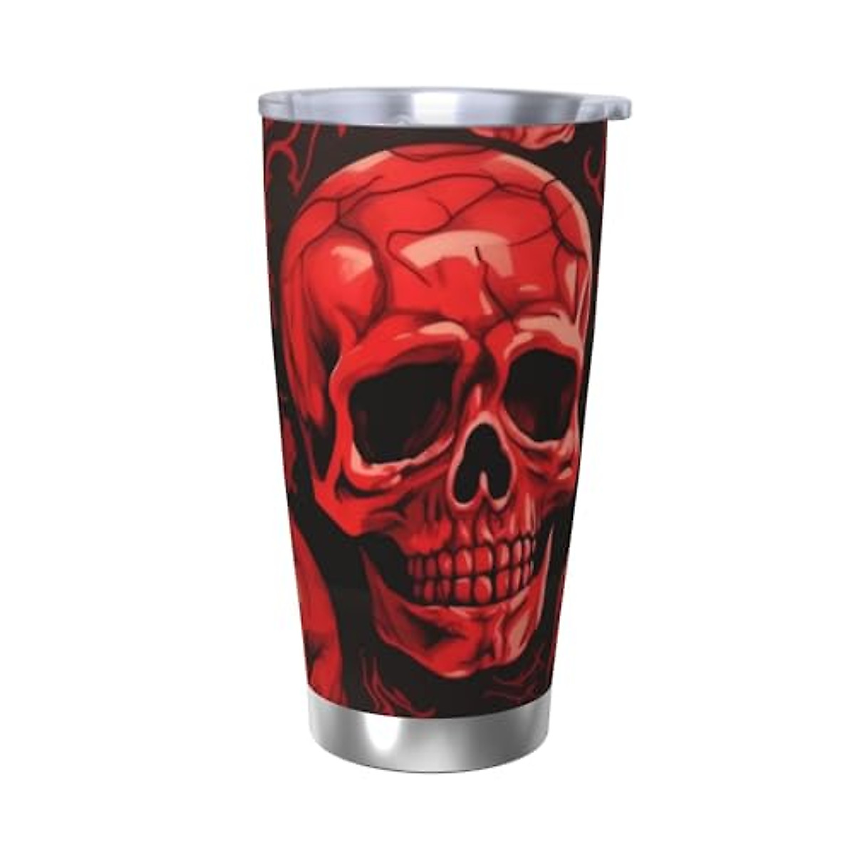 EKPRAVDKTF Red Skulls 20oz Insulated Stainless Steel Tumbler With Lids And Straws, Double Wall Vacuum Travel Coffee Mug, Thermal Cup For Cold & Hot Drinks, Reusable Metal Straw & Brush