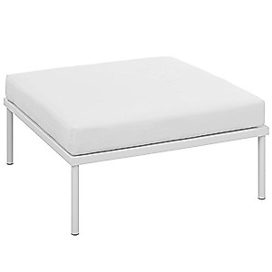 Modway Harmony Aluminum Outdoor Patio Ottoman with Cushion in White White