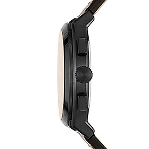 Fossil Men's Everett Quartz Stainless Steel and Eco Leather Chronograph Watch, Color: Black, Brown (Model: FS5798)